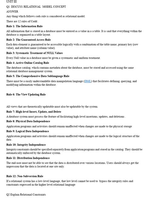Unit Iii Dbms Question And Answer Pdf Relational Database Databases