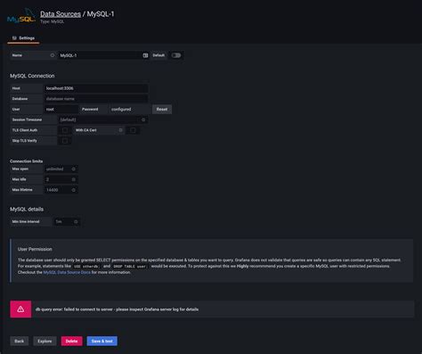 Mysql Connection Error Grafana Cloud Grafana Labs Community Forums