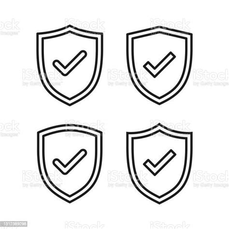 쉴드 체크 마크 벡터 아이콘 세트 선 스타일입니다 쉴드 기호 개념 개요 일러스트 벡터 개념에 대한 스톡 벡터 아트 및 기타 이미지 개념 개념과 주제 검은색 Istock