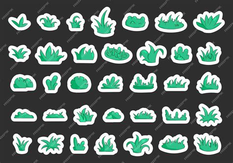 Premium Vector Growing Grass And Plant Sticker Bookmark Cultivated