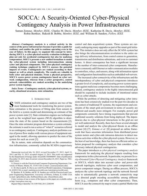 Pdf Socca A Security Oriented Cyber Physical Contingency Analysis In