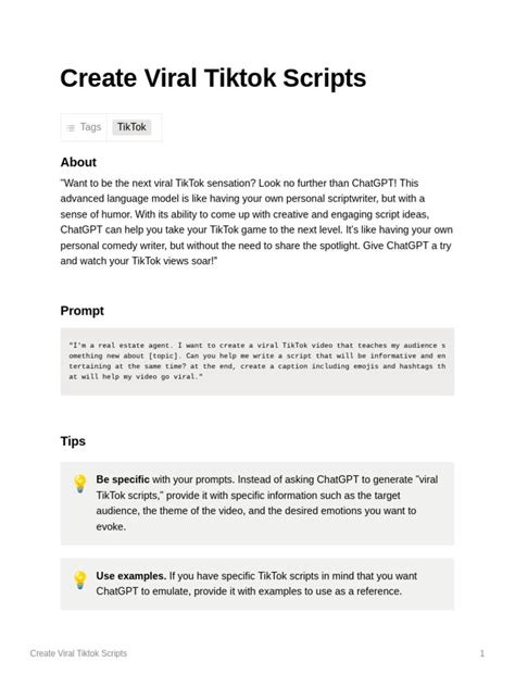 Create Viral Tiktok Scripts Pdf