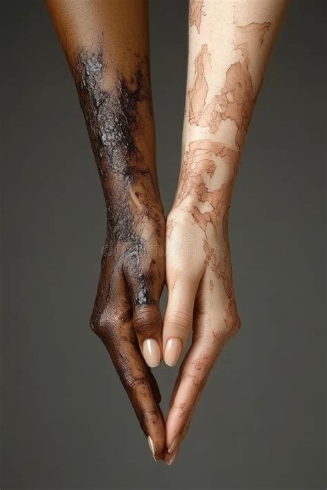 Unity And Diversity Two Hands Different Skin Tones Interlocked In A Symbol Of Equality Stock