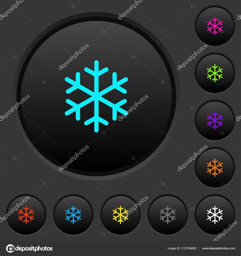 Single Snowflake Dark Push Buttons Vivid Color Icons Dark Grey Stock Vector Image By