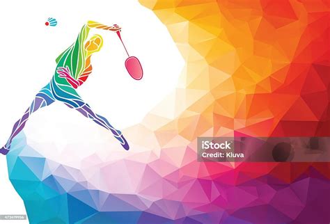 배드민턴 스포츠 초대 포스터 전단지 배경을 다각형 스타일 배드민턴에 대한 스톡 벡터 아트 및 기타 이미지 배드민턴 셔틀콕