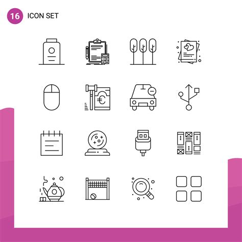 User Interface Pack Of 16 Basic Outlines Of Wedding Love Audit Invite Trees Editable Vector