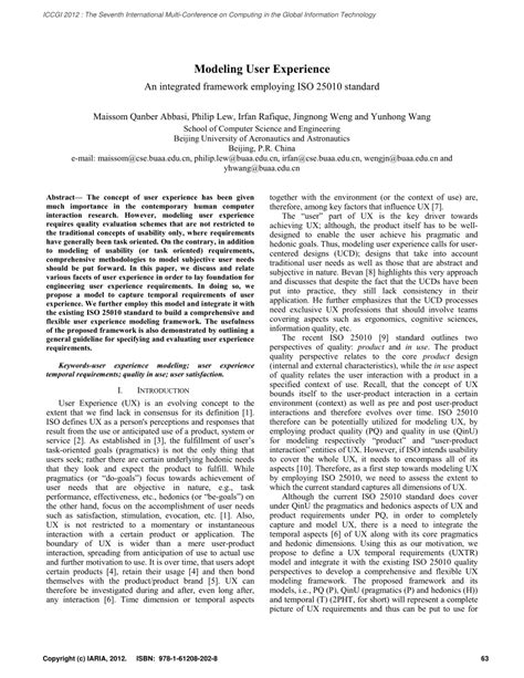 Pdf Modeling User Experience An Integrated Framework Employing Iso 25010 Standard