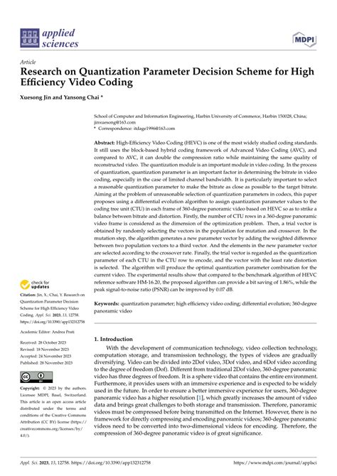 Pdf Research On Quantization Parameter Decision Scheme For High