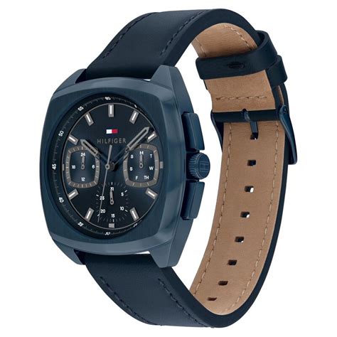 Buy Online Tommy Hilfiger Quartz Multifunction Blue Dial Blue Leather