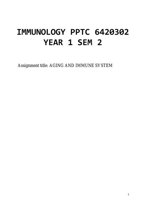 Immunology Assignment Pptc6420302 Immunology Aimst Thinkswap