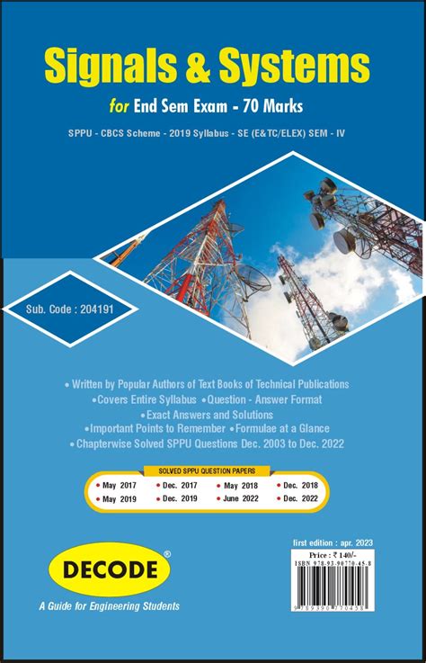Signals And Systems For Sppu 19 Course Se Iv Eandtcelex 204191