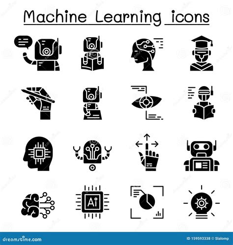 Machine Learning Icon Set Vector Illustration Graphic Design Stock Vector Illustration Of Icon