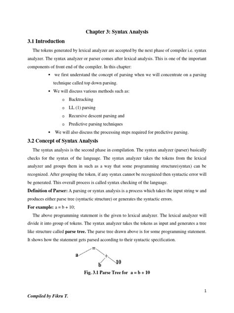 Chapter 3 Syntax Analysis Full Reading Material Pdf Parsing