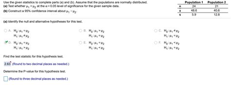 Solved Use The Given Statistics To Complete Parts A And Chegg