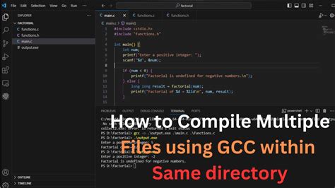 How To Compile Multiple Files Using Gcc Within Same Directory In Vs Code Youtube