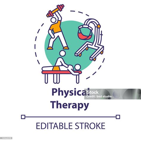 물리 치료 개념 아이콘입니다 체육관에서 운동 마사지 카이로 프랙틱 재활 절차 물리 치료 아이디어 얇은 라인 그림입니다 벡터 절연 윤곽선 Rgb 색상 드로잉 편집 가능한