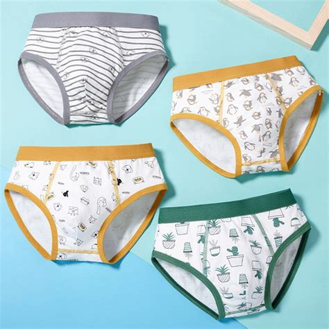 Hipattires Underwear Boys Cotton Briefs White Soft Pattern Boys Comfort