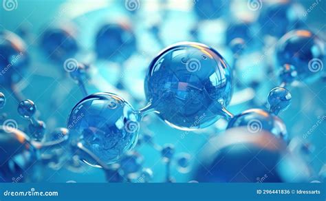 Abstract Molecules Design Atoms Molecular Structure With Blue Spherical Particles Royalty