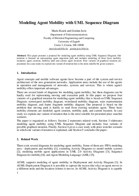 Pdf Modeling Agent Mobility With Uml Sequence Diagram