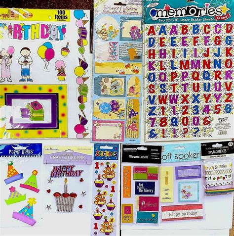 Birthday Scrapbook Stickers Labels Ribbon Embellishments Etsy
