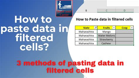How To Paste Data In Filtered Cells Youtube