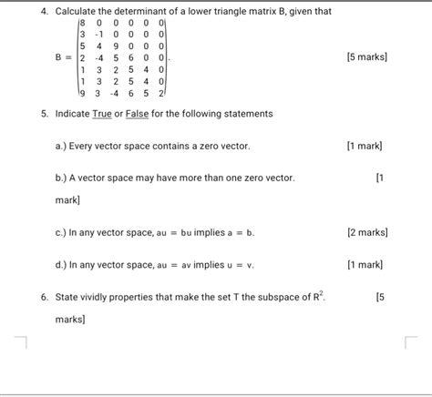 Solved 4 Calculate The Determinant Of A Lower Triangle