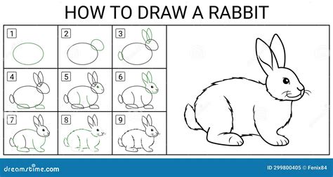 How To Draw A Rabbit Step By Step Lessons Stock Illustration Illustration Of Silhouette