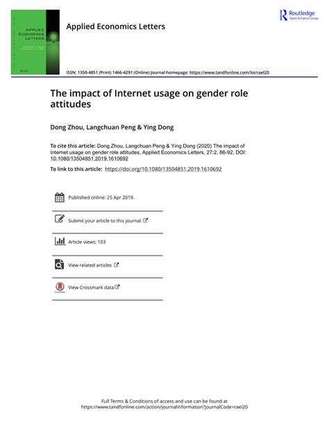 Pdf The Impact Of Internet Usage On Gender Role Attitudes