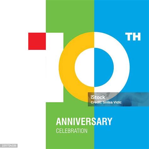 기념일 로고 디자인 숫자의 현대 음수 공간 집합입니다 10 주년 기념 다채로운 여러 가지 빛깔의 흰색 벡터 일러스트 레이 션 0명에 대한 스톡 벡터 아트 및 기타 이미지