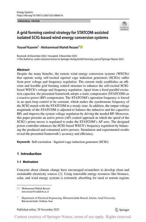 A Grid Forming Control Strategy For Statcom Assisted Isolated Scig Based Wind Energy Conversion