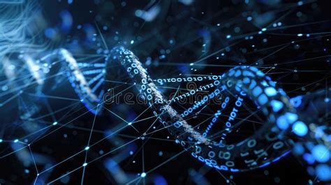 Digital Binary Code Merges With Dna Strand Illustrating The Blend Of Biology And Technology