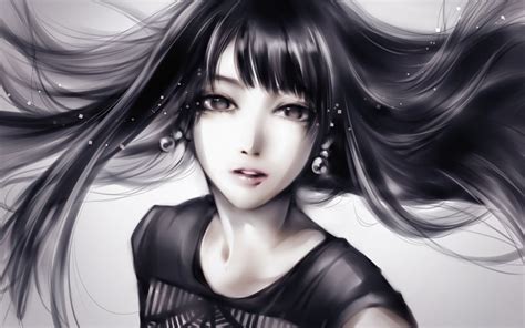 Обои на рабочий стол Девушка с длинными черными волосами обои для рабочего стола скачать обои
