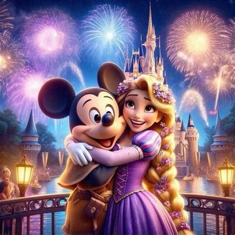 Temu｜5d Diy 라운드 다이아몬드 페인팅 키트 만화 테마 미키 And 프린세스 불꽃놀이 모자이크 아트 홈 데코 따뜻한