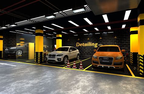 Car Care Center Design 2019 Garage Shop With Striped Walls Car