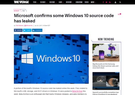 part of the source code of windows 10 leaks microsoft can accept it
