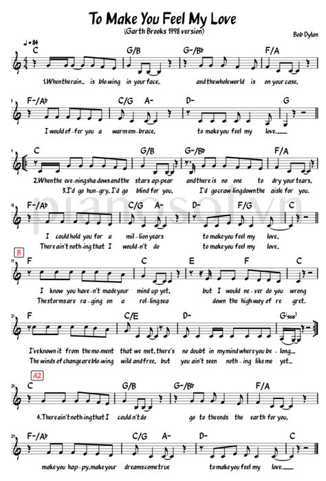 Sheet Nhạc Make You Feel My Love Bob Dylan