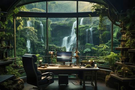 Home Office Modern Workspace With A Computer Desk And Natural Light From A Window Nature