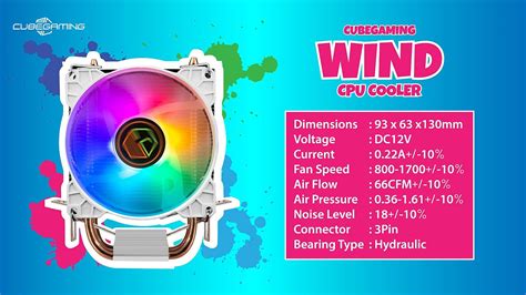 PC COMPONENTS COOLER HEATSINK FAN CPU COOLER CUBE GAMING WIND RAINBOW LED PUSAT PC