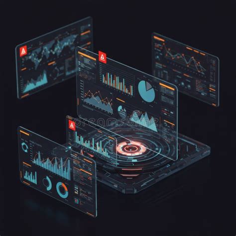 Futuristic Data Visualization Interface With Charts And Graphs Stock Illustration Illustration