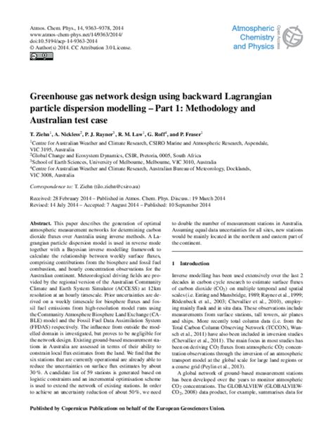 Pdf Greenhouse Gas Network Design Using Backward Lagrangian Particle