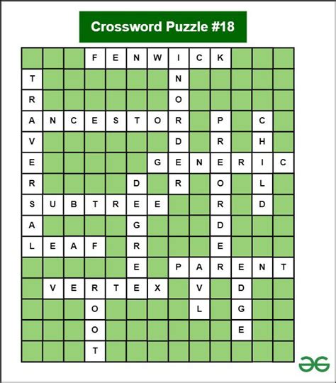 Crossword Puzzle Of The Week 18 For Tree Data Structure Geeksforgeeks