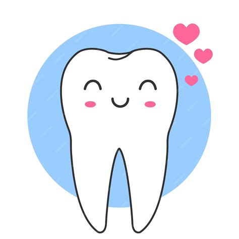 Ilustración Plana De Dibujos Animados De Diente Blanco Sonriente
