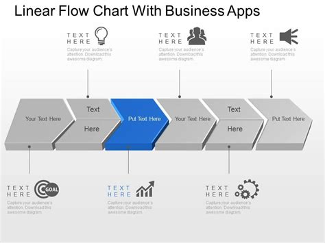 Linear Flow Chart With Business Apps Powerpoint Template Slide PowerPoint Slide Templates