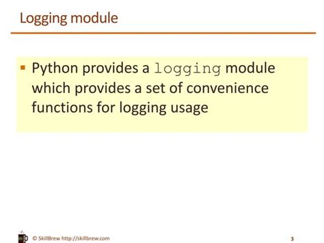 Python Programming Essentials M Logging Module Ppt