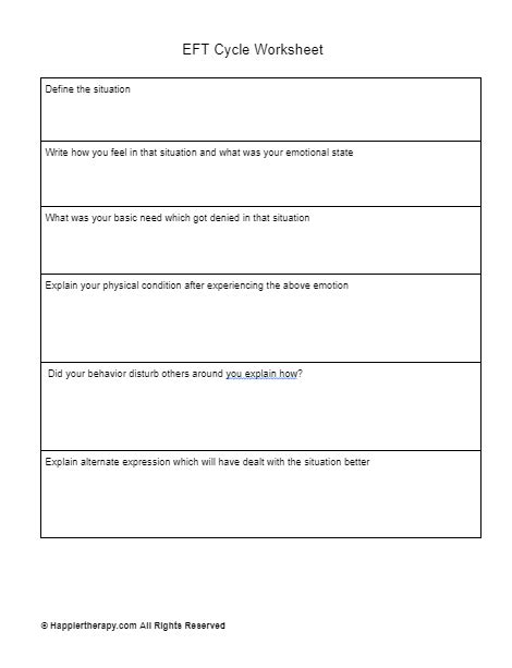 Eft Cycle Worksheet Happiertherapy