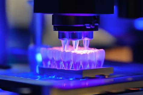 Dental 3d Printing Machine Creating Teeth Using Uv Light Stock Image