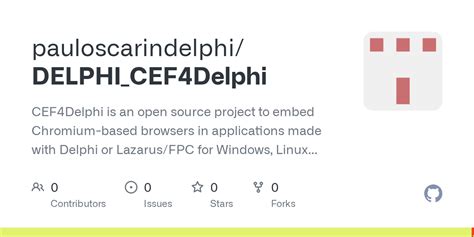 Github Pauloscarindelphi Delphi Cef4delphi Cef4delphi Is An Open