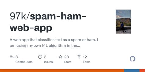 GitHub K Spam Ham Web App A Web App That Classifies Text As A Spam Or Ham I Am Using My