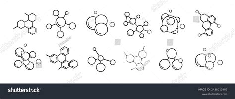 Set Twelve Molecular Formulas Chemical Compounds Stock Vector Royalty Free 2438013483
