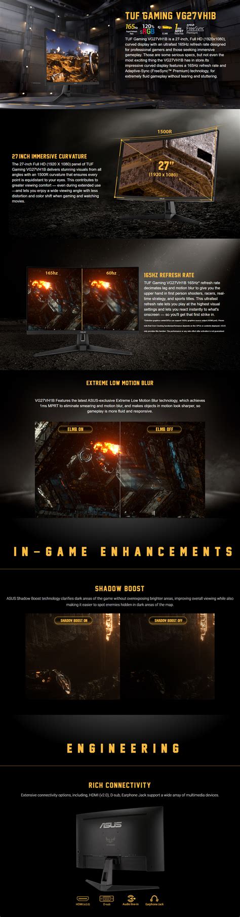 Asus Tuf Gaming In Fhd Va Hz Freesync Premium Curved Gaming Monitor Vg Vh B Umart Com Au